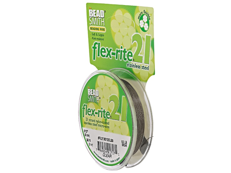 Flex-Rite 21 Strand Stainless Steel Clear Nylon Coated Beading Wire 0. ...