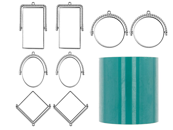 Hinged Spinner Frames for Enamel and Resin with UV Tape Kit in Silver ...