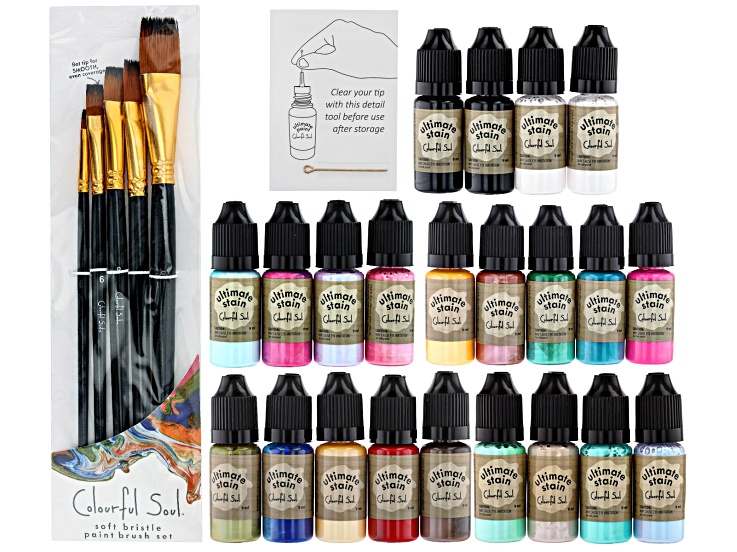 Master Stain Set of 22 Colors and 5 Piece Brush Set - JMKIT17524 | JTV