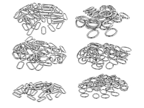 Silver Tone Brass Open Oval Jump Ring Kit of appx 260 Pieces in Total ...