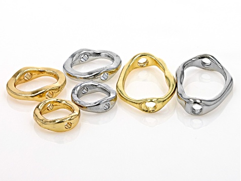 Silver & Gold Tone Metal Free Form Oval Bead Frames in 3 Sizes appx 150 ...