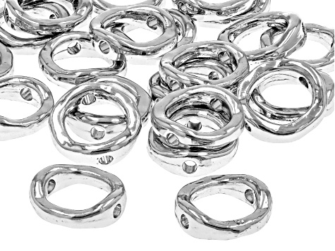 Silver & Gold Tone Metal Free Form Oval Bead Frames in 3 Sizes appx 150 ...