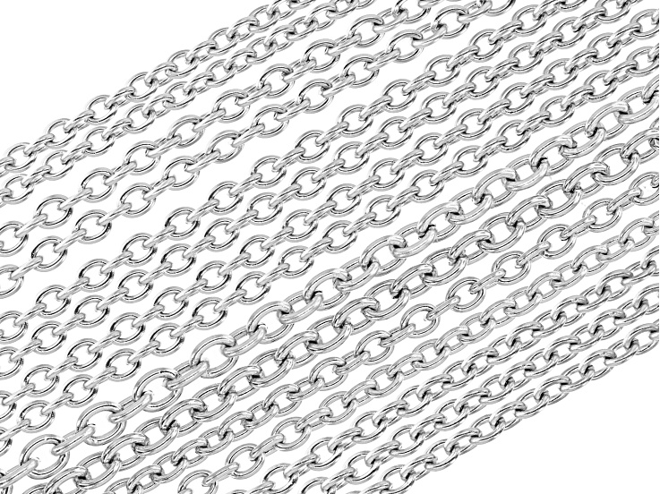 Stainless Steel Cable Chain Set of 24 with Lobster Clasps and Jump ...