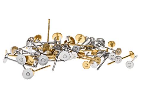 18k Gold over Stainless Steel and Stainless Steel Disk Post Earrings ...