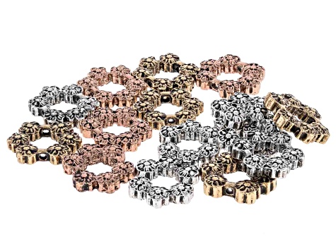 Flower Bead Frames in Assorted Tones and Designs Appx 15-18mm 45 Pieces - JMKIT1866 | JTV