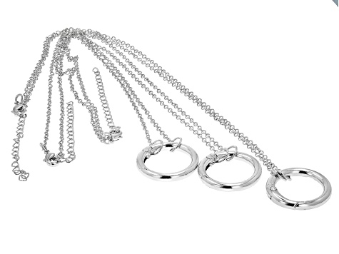 Silver Tone Chain Trio with Multi-Color Crystal Charms Set of 51 ...