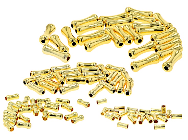 Gold Tone Bamboo Shaped Tubes in Assorted Sizes Set of 100 - JMKIT1944 ...