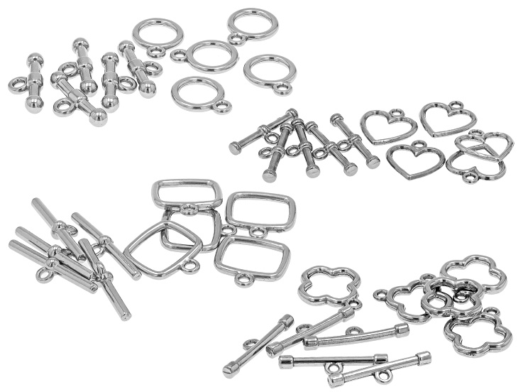 Stainless Steel Toggle Clasps in Assorted Shapes & Sizes Set of 20 ...