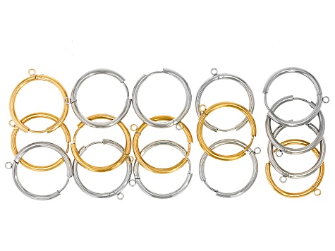 Stainless Steel & 18k Gold Over Stainless Steel Hinged Huggie Hoop ...