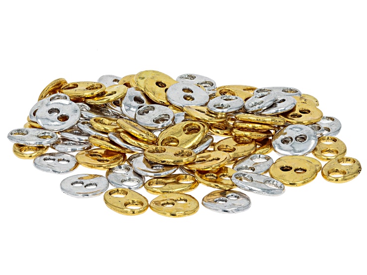 Antique Silver & Gold Tone Oval Buttons in Assorted Sizes Set of 100 ...
