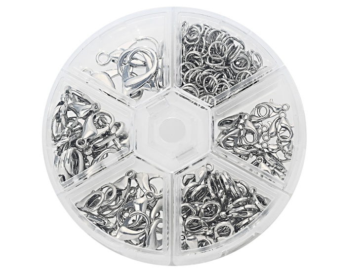 Silver Tone Lobster Clasp in Assorted Sizes and 6mm Jump Ring Set of ...