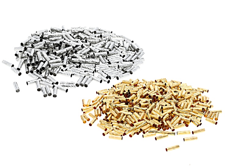 Gold & Silver Tone Diamond Cut Texture Tubes Set of 1000 - JMKIT2168 | JTV