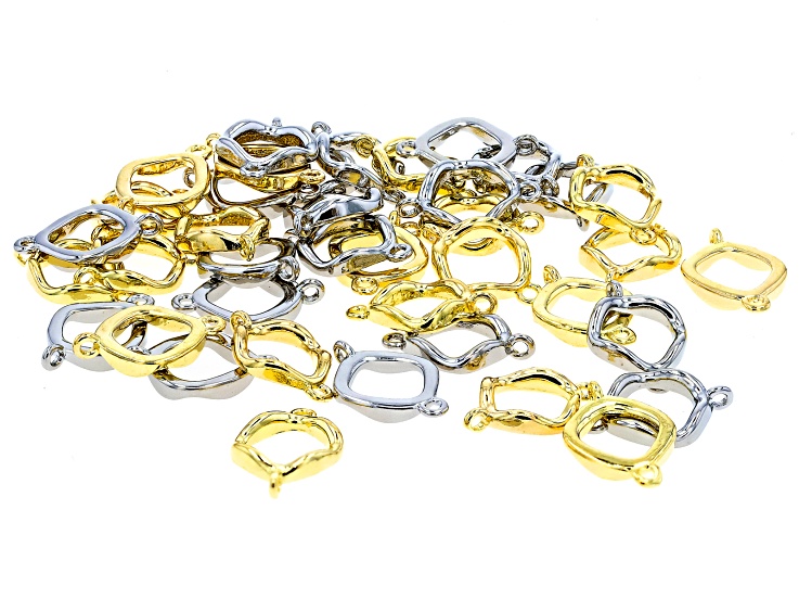 Gold & Silver Wavy Open Square Tone Connector Set of 40 - JMKIT2178 | JTV