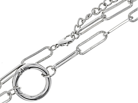 Gold & Silver Tone Textured Paperclip Chain Necklace with Spring Clasp ...