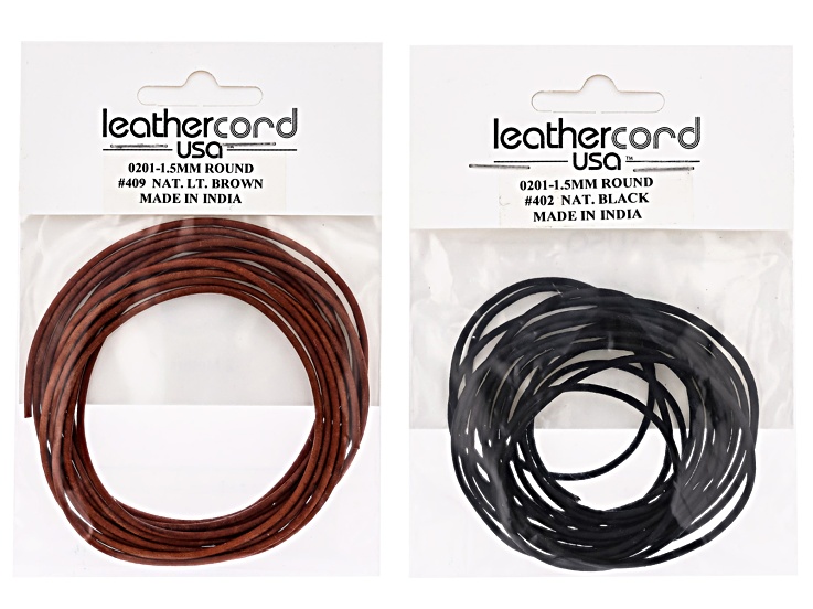 Natural & Black 1.5mm Leather Cord Set of 2 Total of 4 Meters ...