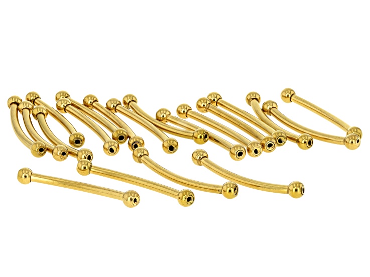 18k Gold Over Stainless Steel 30mm Curved Bar Set of 20 - JMKIT2376 | JTV