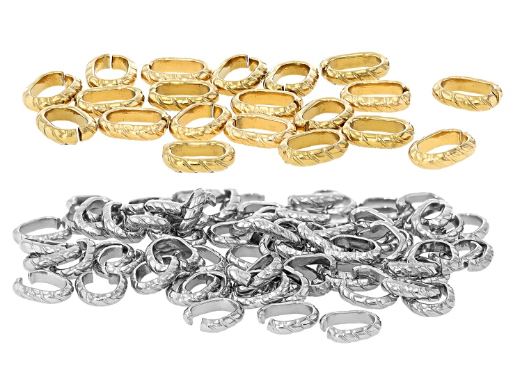 Stainless Steel & 18k Gold Over Stainless Steel 6x8mm Pinch Bail Set of ...