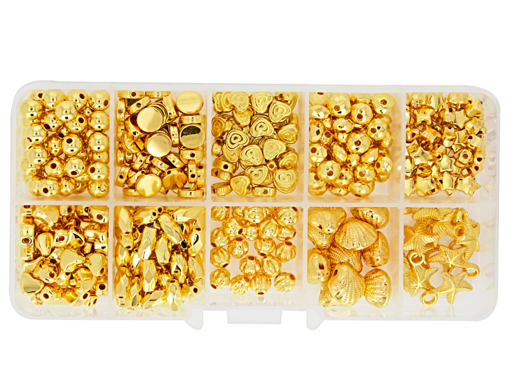 Gold Tone Electroform Beads in Assorted Shapes & Sizes Set of 390 ...