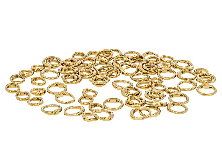 18K Gold Over Stainless Steel Double Drilled Jump Ring Set of 80 ...