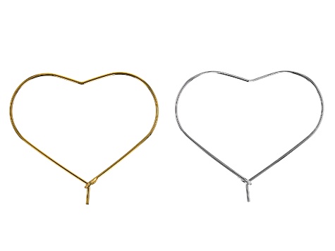 18k Gold Plated & Sterling Silver Plated Brass Heart Shape Ear Wire ...