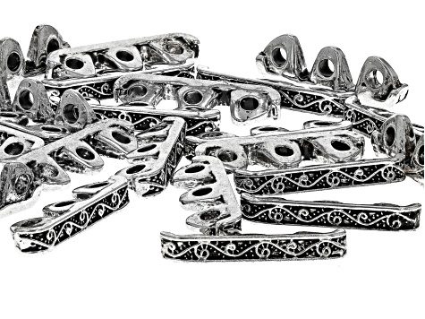 Silver Tone Unique & Beaded Design 3 Row Bead Connectors in Base Metal ...