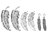 Feather Component Assortment in 16 Styles in Antiqued Silver Tone 32 ...