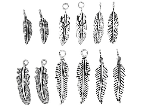 Feather Component Assortment in 16 Styles in Antiqued Silver Tone 32 Pieces Total - JMKIT999 | JTV