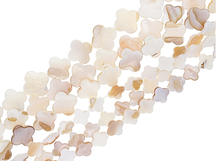 Mother of Pearl & Shell 10mm & 15mm Flat Clover Bead Strand Set of 6 ...