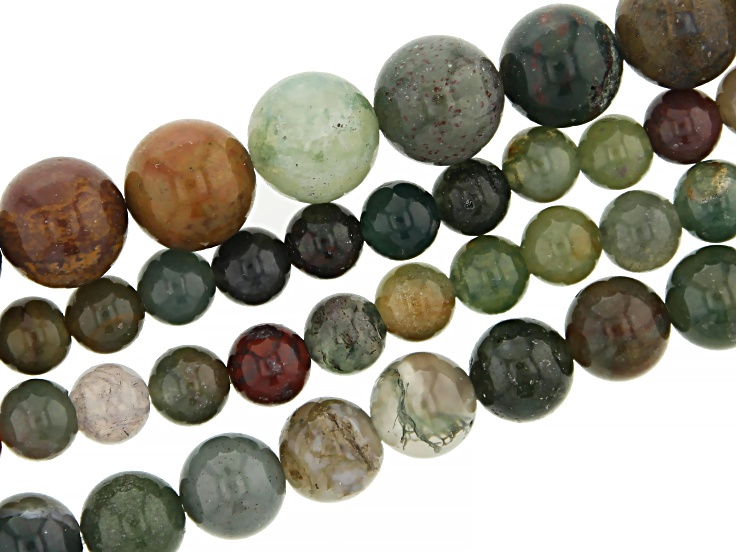 Multicolor Indian Agate 6,8, & 10mm Round Bead Strand Approximately 14 ...