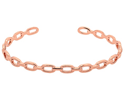 Gold, Silver, & Rose Gold Tone Small Oval Link Cuff Bracelet Set of 3 - JMO104A | JTV