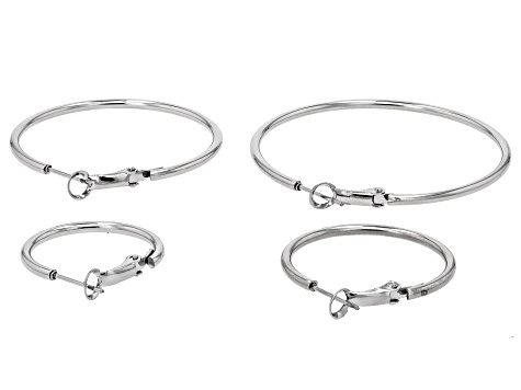 Stainless Steel Round Hoop with Omega Closure in Assorted Sizes Set of ...