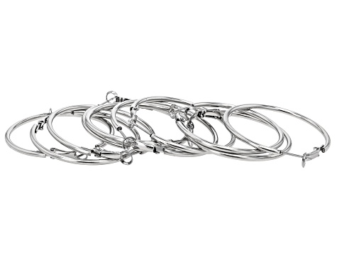 Stainless Steel Round Hoop with Omega Closure in Assorted Sizes Set of ...