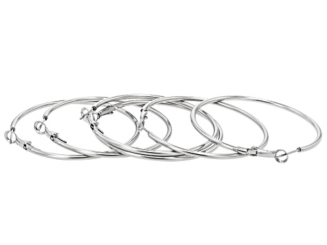 Stainless Steel Round Hoop with Omega Closure in Assorted Sizes Set of ...