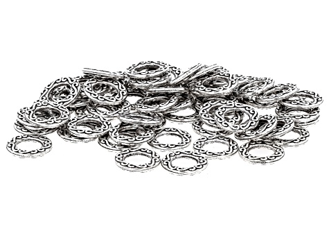 Antique Silver Tone Fancy Assorted Jump Rings Set of 200 - JMO190 | JTV