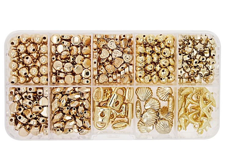 Gold Tone Electroform Beads in Assorted Shapes & Sizes Set of 380 ...