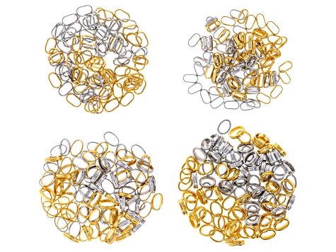 Silver & Gold Tone Oval and Double Oval Open Jump Ring Set of 400 ...