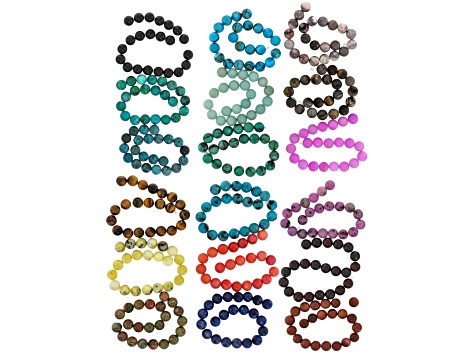 Multi-Stone Round Bead Strand Set of 18 - JMO683 | JTV