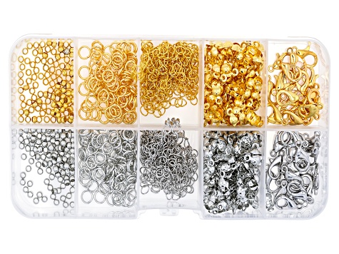 Silver & Gold Tone Lobster Clasp, Crimp Bead, End Bead, & Extender Set ...
