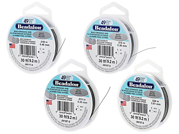 49 Strand Stainless Steel Bead Stringing Wire in 4 Diameters appx 120 ...