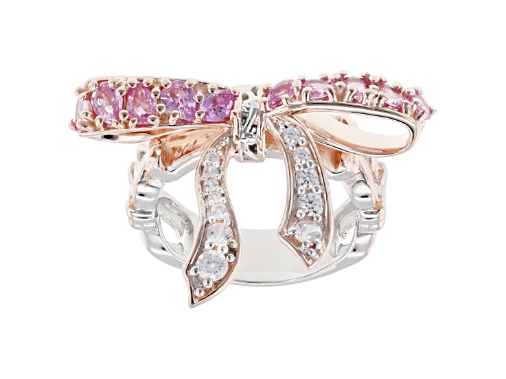 Pink Sapphire Rhodium & 18k Rose Gold Over Palladium Sterling Silver ...