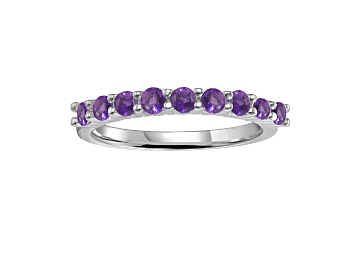 Round Amethyst Sterling Silver Anniversary Style Stackable Band Ring, 0 ...