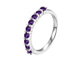 Round Amethyst Sterling Silver Anniversary Style Stackable Band Ring, 0 ...