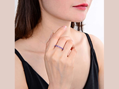 Round Amethyst Sterling Silver Anniversary Style Stackable Band Ring, 0.60ctw - 112DXA | JTV
