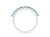 Round Blue Topaz Sterling Silver Anniversary Style Stackable Band Ring ...
