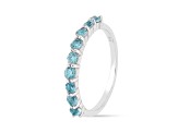 Round Blue Topaz Sterling Silver Anniversary Style Stackable Band Ring ...