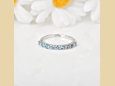 Round Blue Topaz Sterling Silver Anniversary Style Stackable Band Ring ...