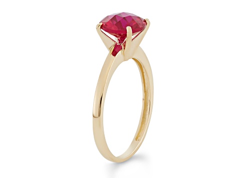 Round Lab Created Ruby 10K Yellow Gold Ring 2.20ctw - 11329A | JTV