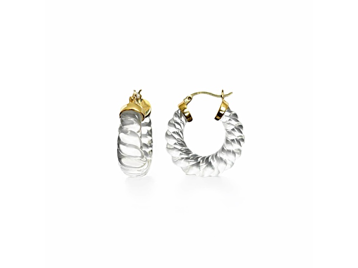 14K Yellow Gold Over Sterling Silver Clear Chunky Rope Acrylic Hoops ...
