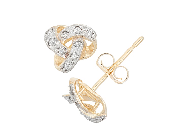 White Diamond Accent 10k Yellow Gold Love Knot Earrings 11526a Jtv