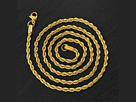 Invicta Jewelry Men's Rope Chain Yellow Steel Necklace (3mm) - 24 ...